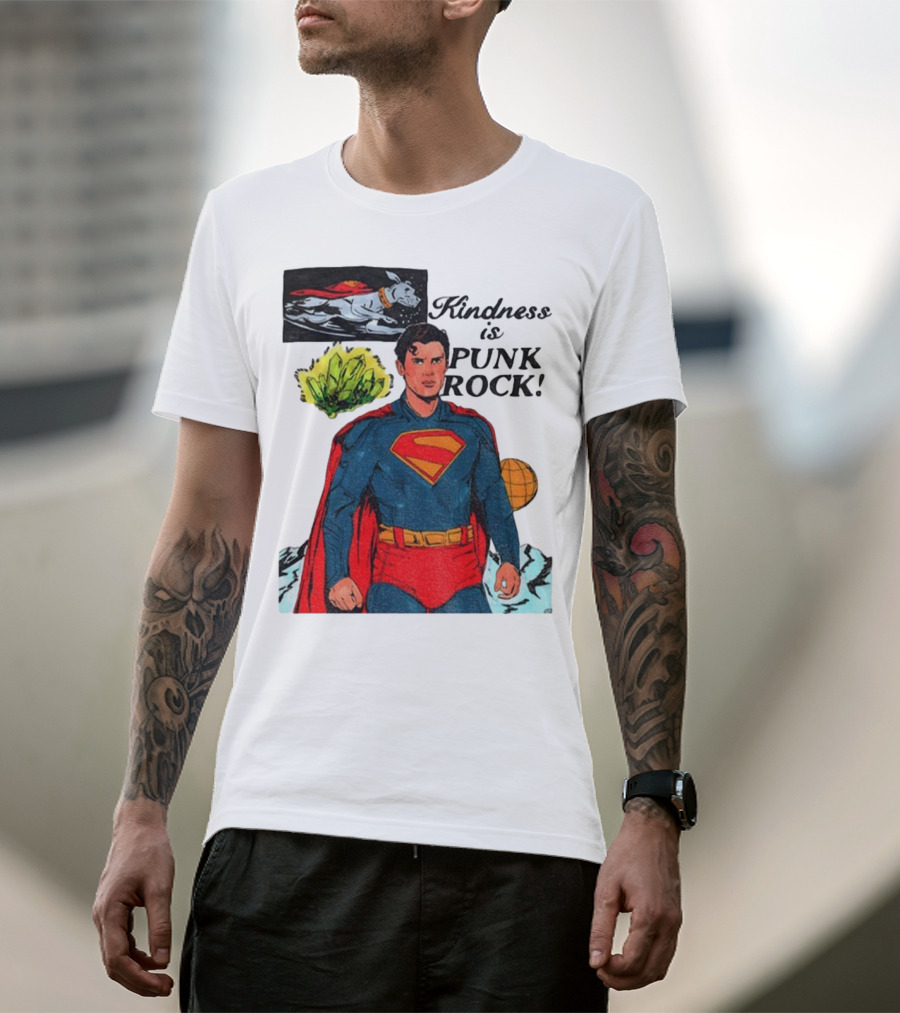 Superman DC Kindness Is Punk Rock Krypton Dog Caped Hero T-Shirt
