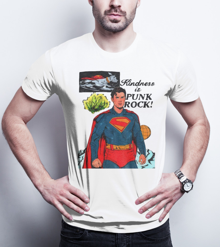 Superman DC Kindness Is Punk Rock Krypton Dog Caped Hero T-Shirt