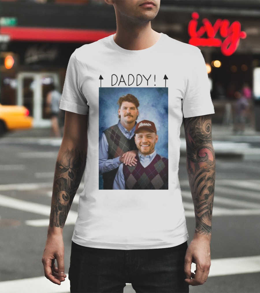Bussin With The Boys Daddy Vertical Argyle Sweater Duo T-Shirt