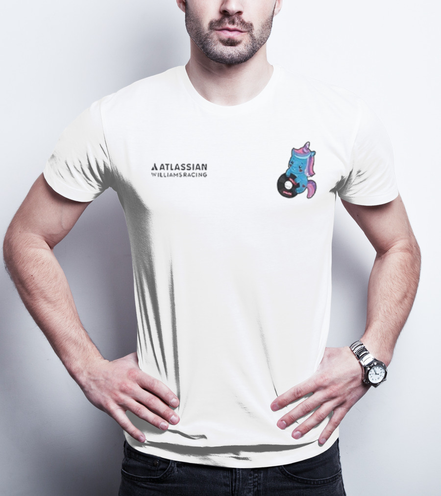 Atlassian Williams Racing Powered By Sparkles Signature Racing Unicorn In Helmet T-Shirt