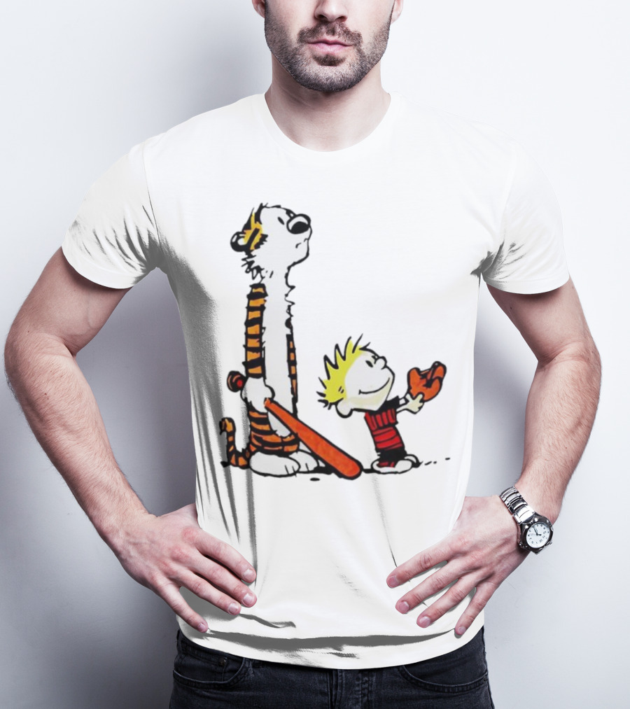 Calvin And Hobbes Baseball Glove And Bat Playtime T-Shirt