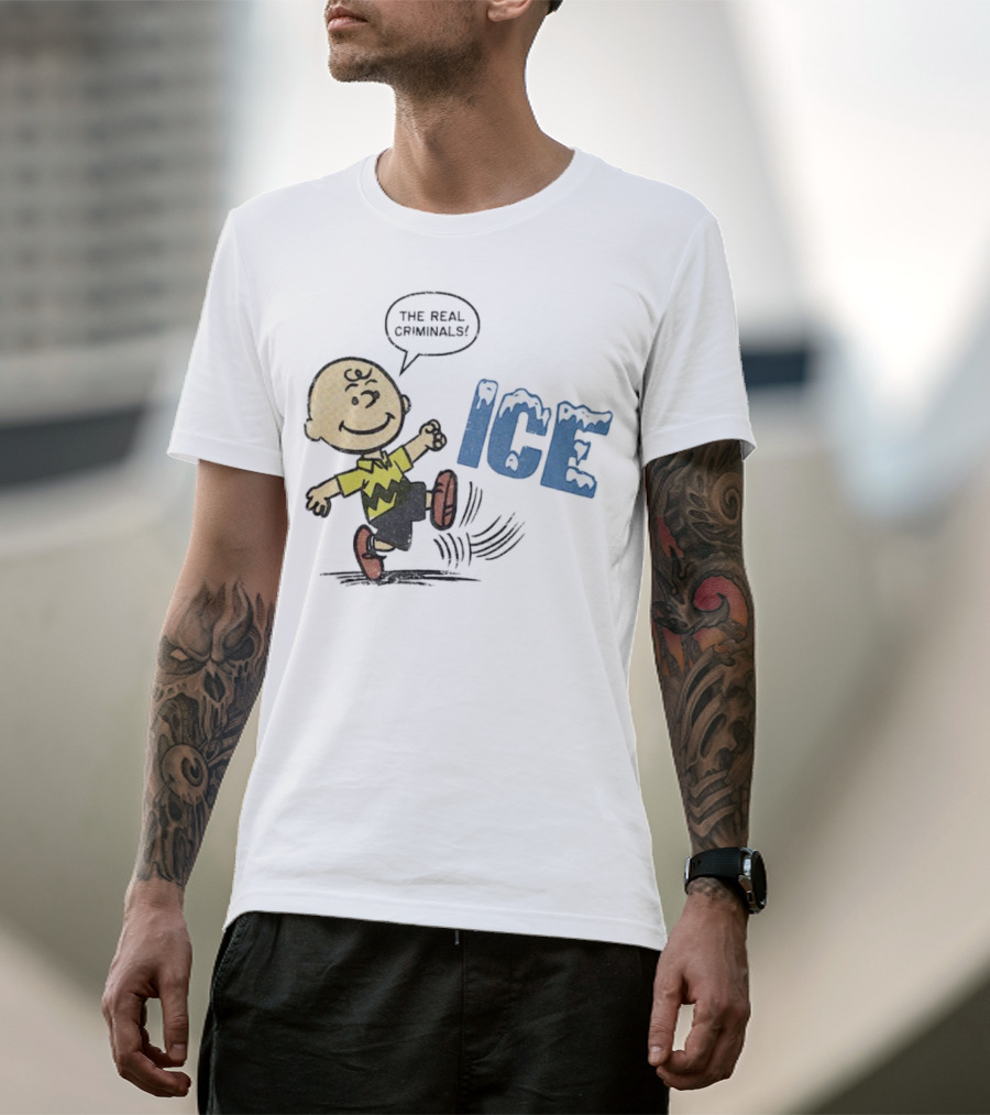 Charlie Brown Kicking The Real Criminals ICE T-Shirt