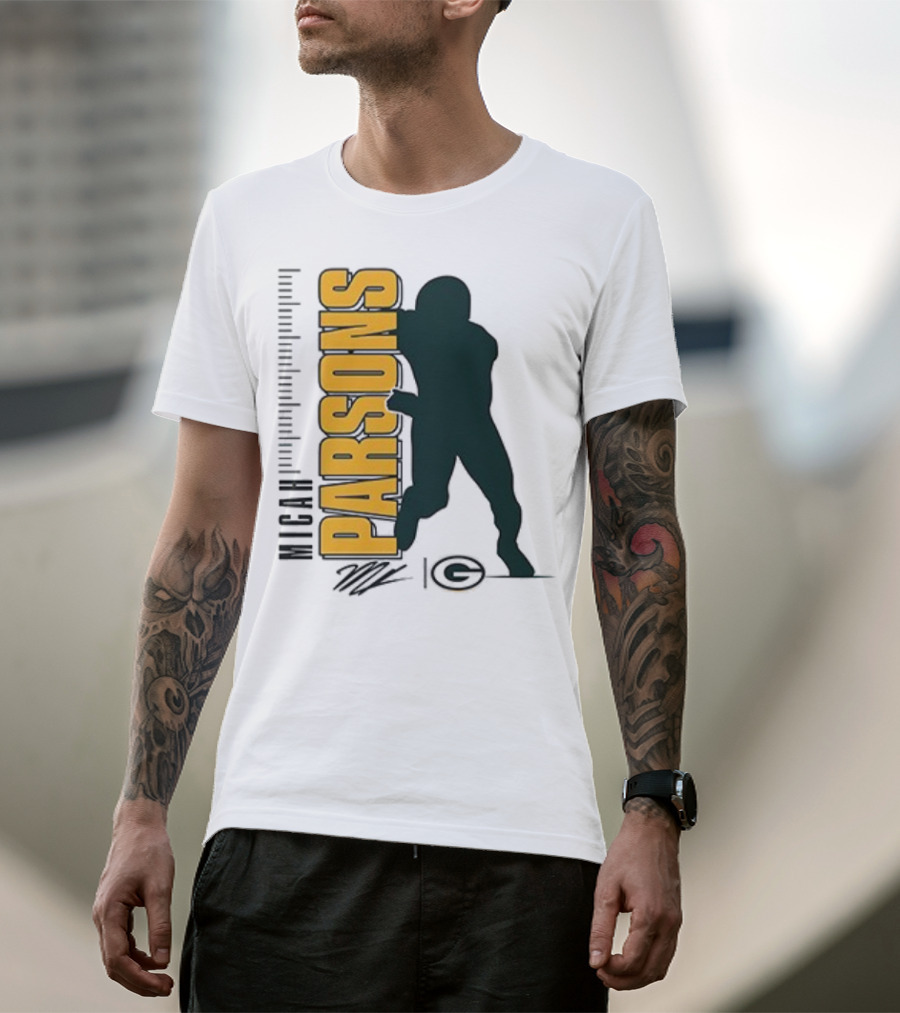 Green Bay Packers Micah Parsons Signature Silhouette T-Shirt