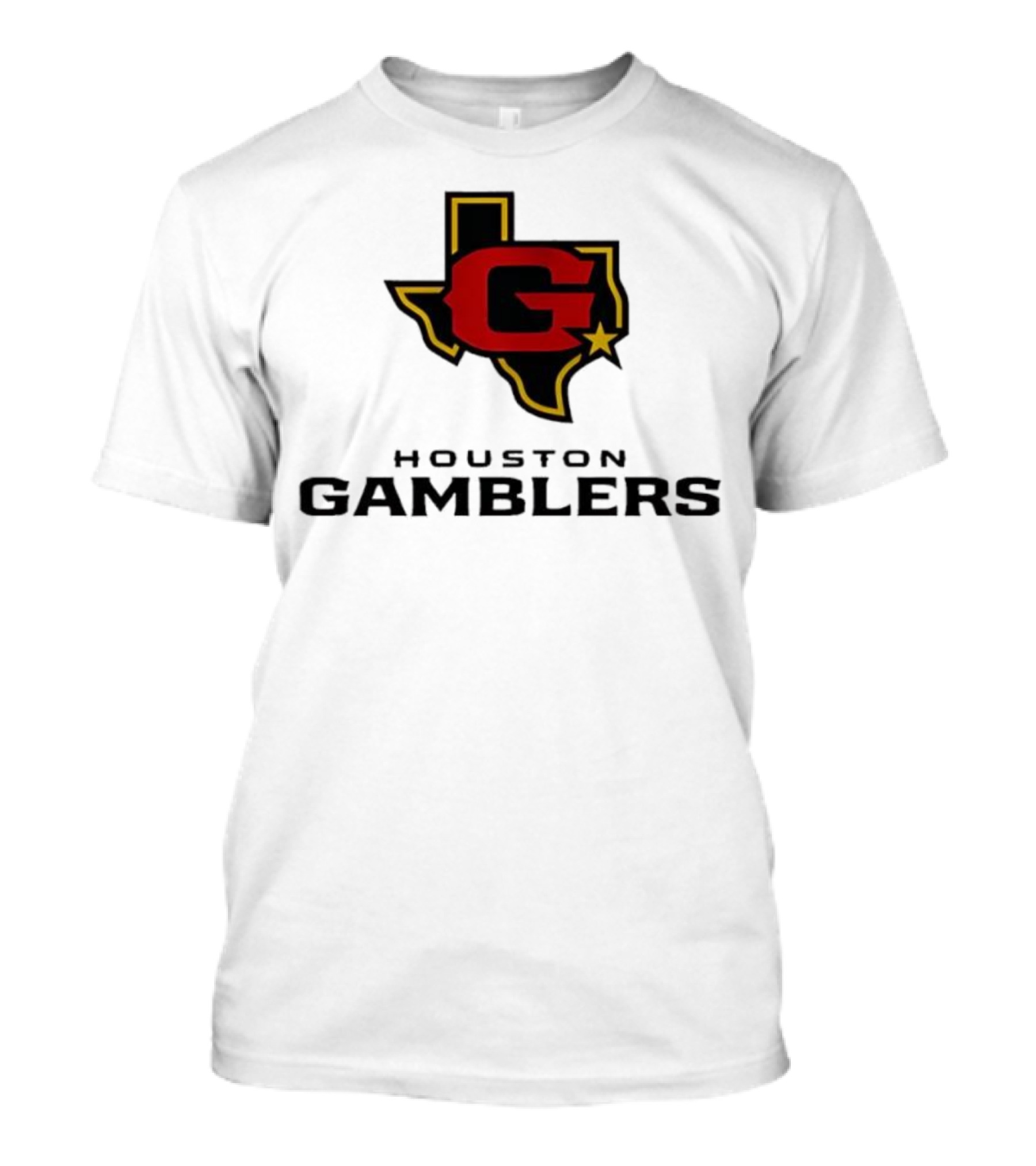 Houston Gamblers Texas Outline G Star Emblem T-Shirt