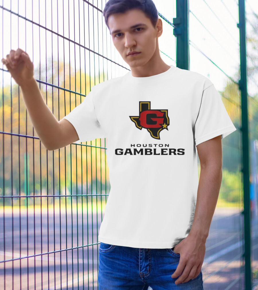 Houston Gamblers Texas Outline G Star Emblem T-Shirt