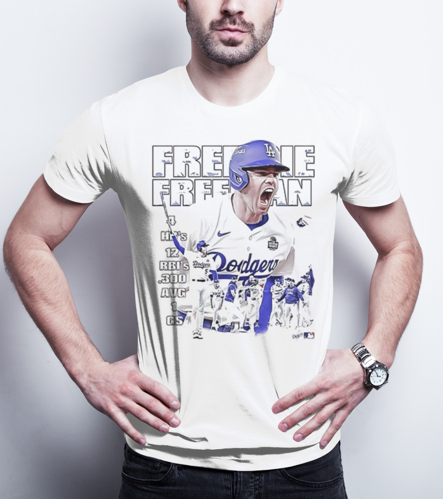 Los Angeles Dodgers Freddie Freeman HR 12 RBIs 300 AVG 1 GS T-Shirt