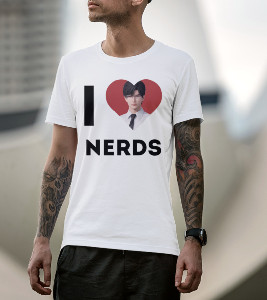 I Love Nerds Anime Character Glasses And Suit T-Shirt