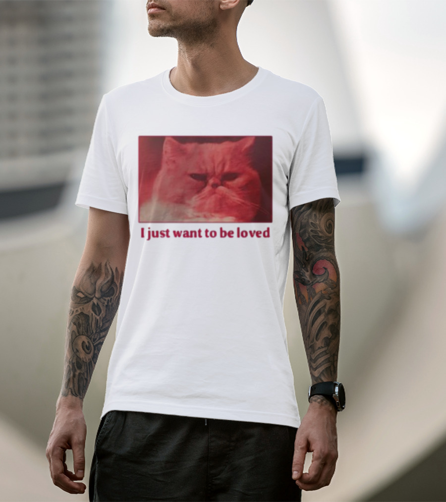 Volodymyr Testardі I Just Want To Be Loved Grumpy Cat Red Tones T-Shirt