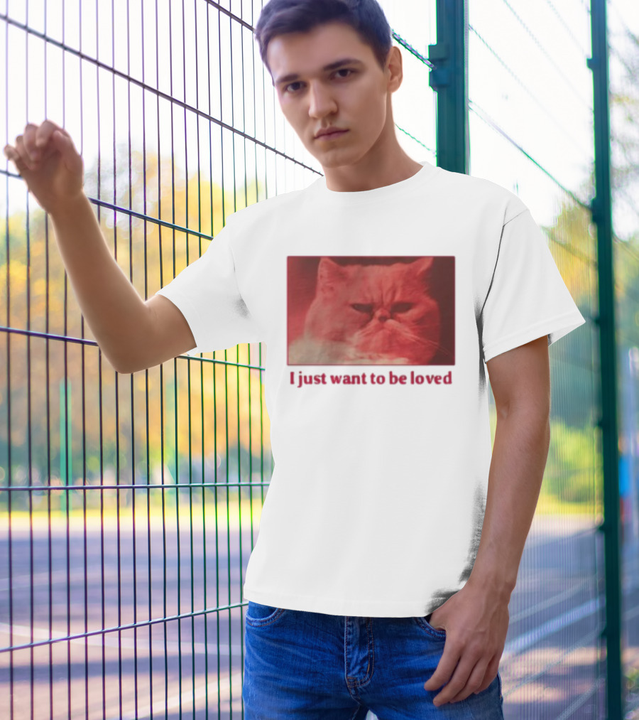 Volodymyr Testardі I Just Want To Be Loved Grumpy Cat Red Tones T-Shirt