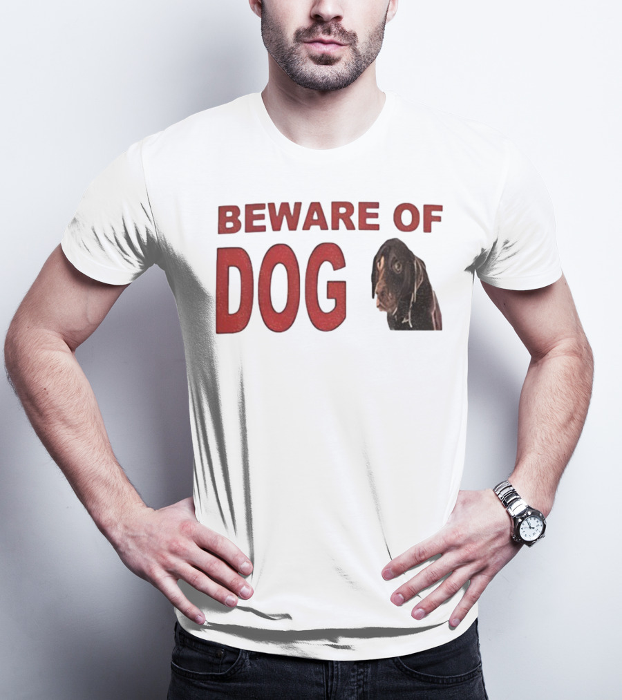 BEWARE OF DOG Meme Vintage Humor T-Shirt