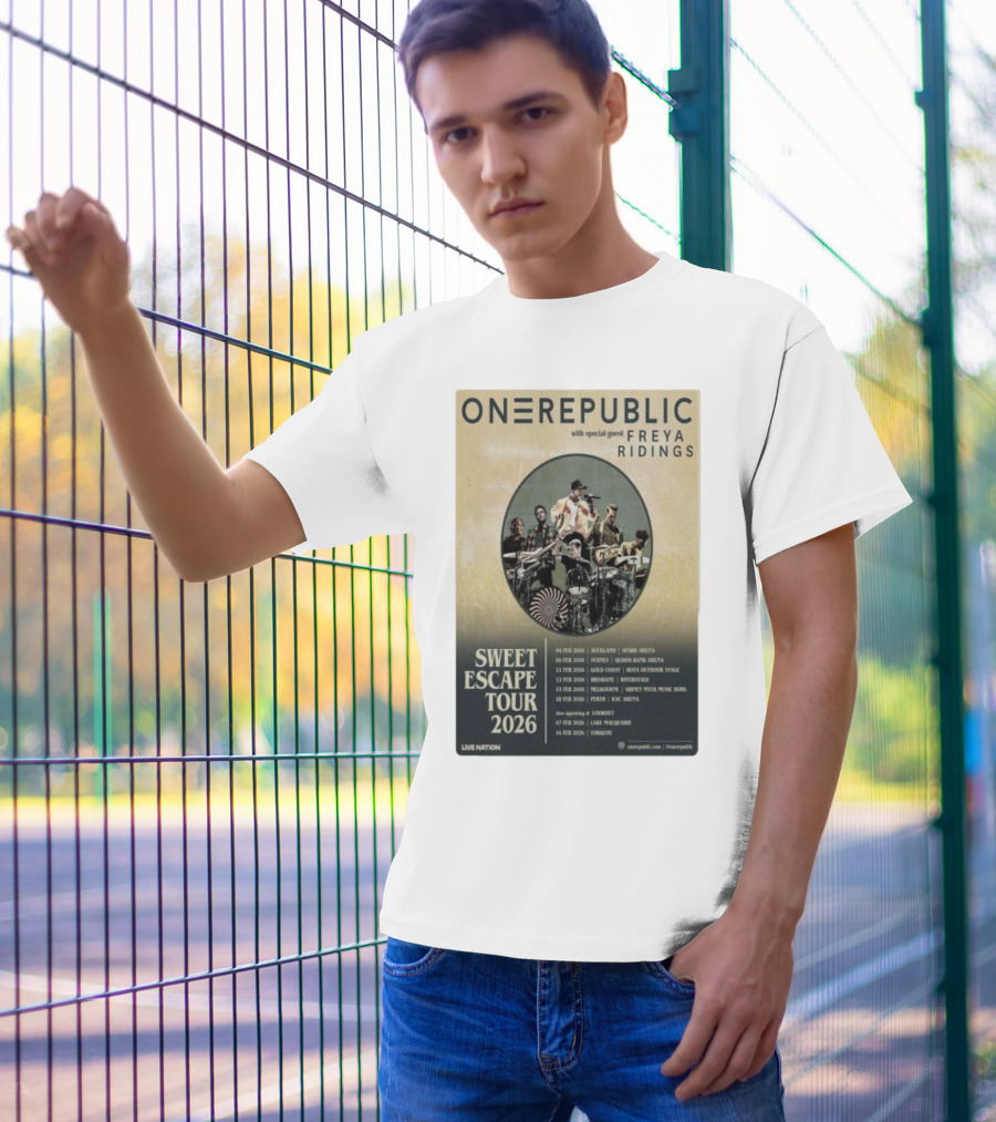 ONEREPUBLIC Sweet Escape Tour Australia New Zealand 2026 Special Guest Freya Ridings T-Shirt