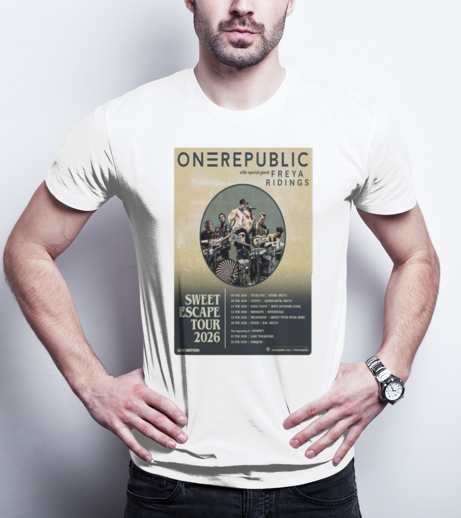 ONEREPUBLIC Sweet Escape Tour Australia New Zealand 2026 Special Guest Freya Ridings T-Shirt