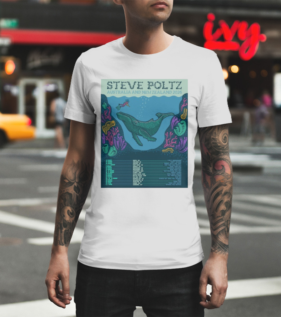 Steve Poltz Australia New Zealand Tour 2026 Concert Dates Underwater Theme T-Shirt