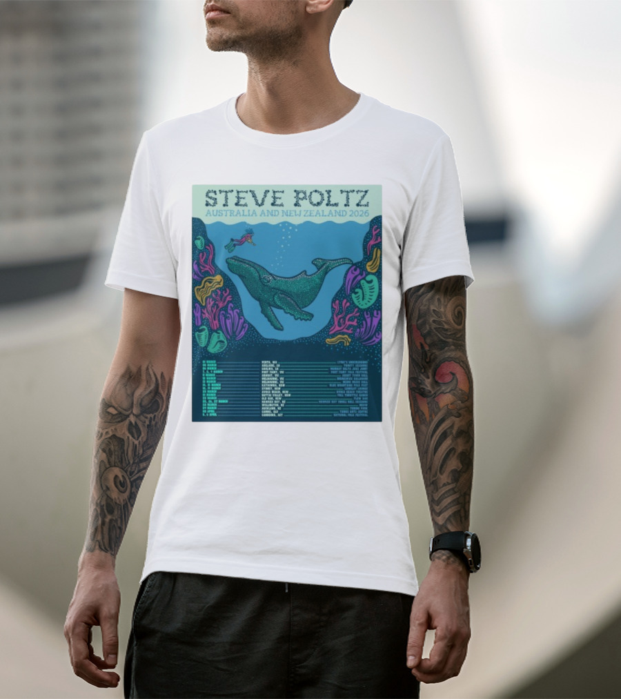 Steve Poltz Australia New Zealand Tour 2026 Concert Dates Underwater Theme T-Shirt