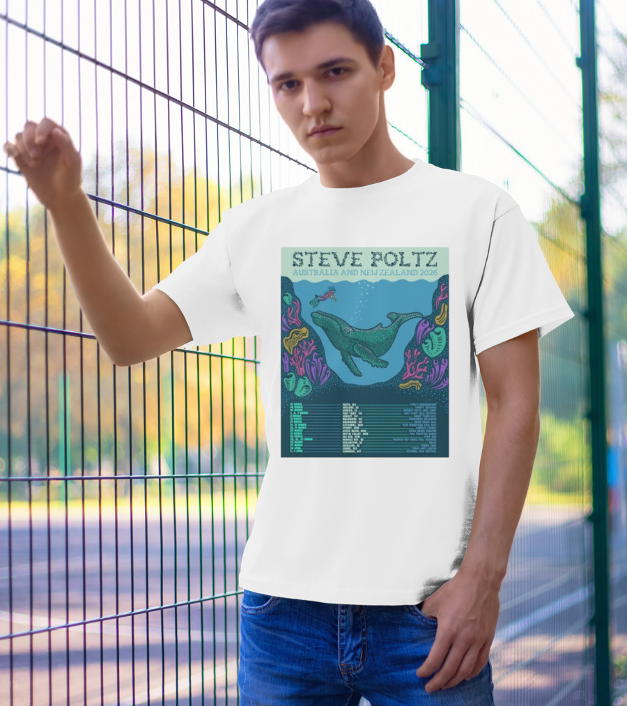 Steve Poltz Australia New Zealand Tour 2026 Concert Dates Underwater Theme T-Shirt