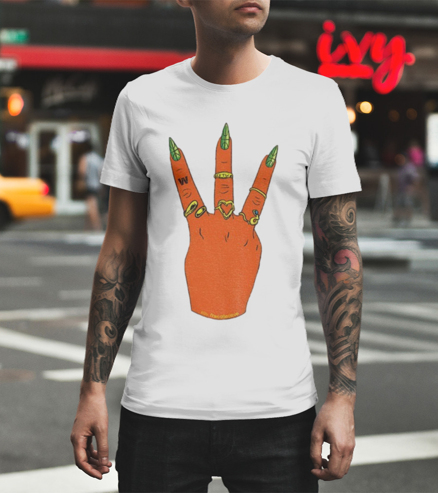 W Basketball Three Fingers Orange Hand Gesture Logo T-Shirt
