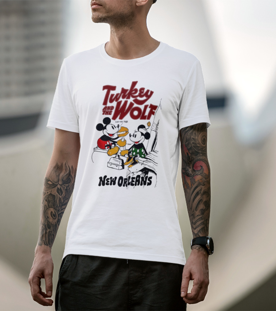 Turkey And The Wolf Mickey Mouse Minnie Mouse New Orleans Cheese T-Shirt