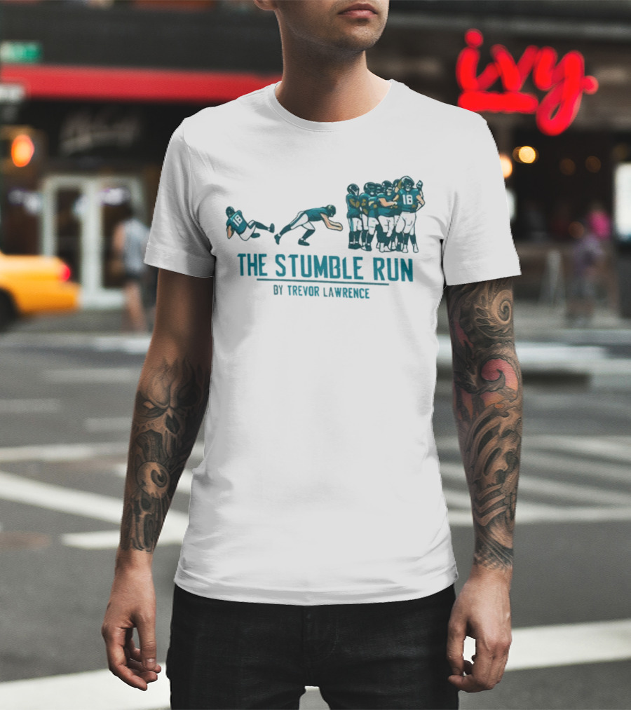 The Stumble Run By Trevor Lawrence Jacksonville Jaguars Football 2025 T-Shirt