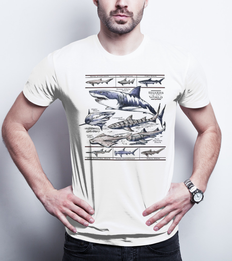 Field Guide Sharks World Marine Life Species Chart T-Shirt