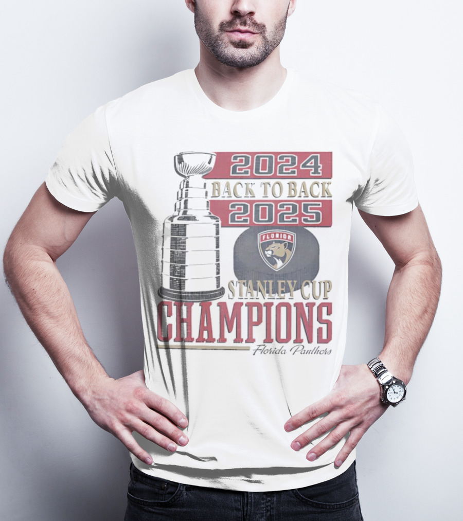 Florida Panthers 2024 2025 Back To Back Stanley Cup Champions Vintage 47 White T-Shirt