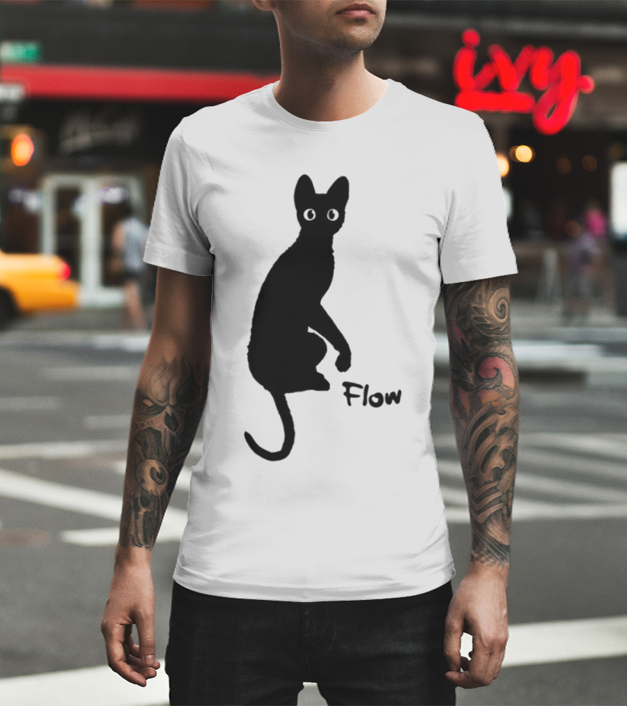 Flow Movie India Ink Cat Silhouette T-Shirt