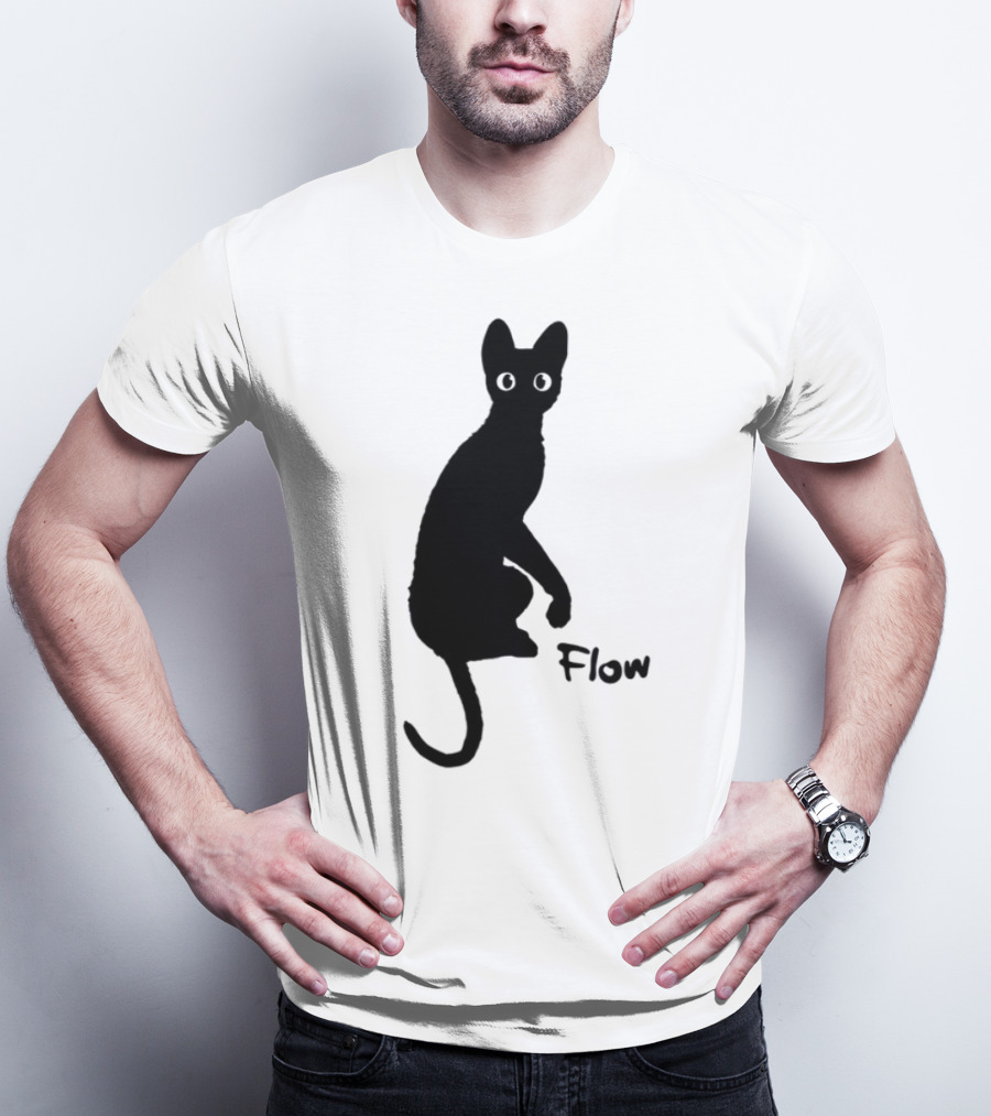 Flow Movie India Ink Cat Silhouette T-Shirt