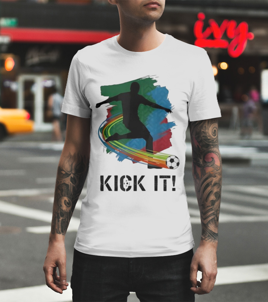 Kick It Soccer Player Rainbow Trail T-Shirt