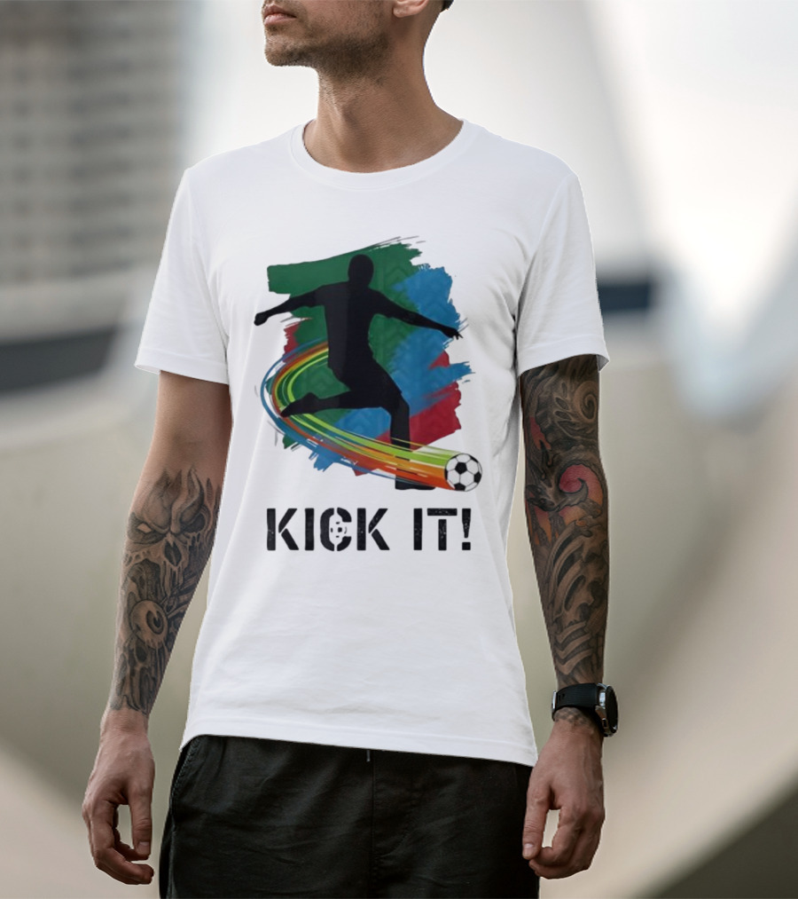 Kick It Soccer Player Rainbow Trail T-Shirt