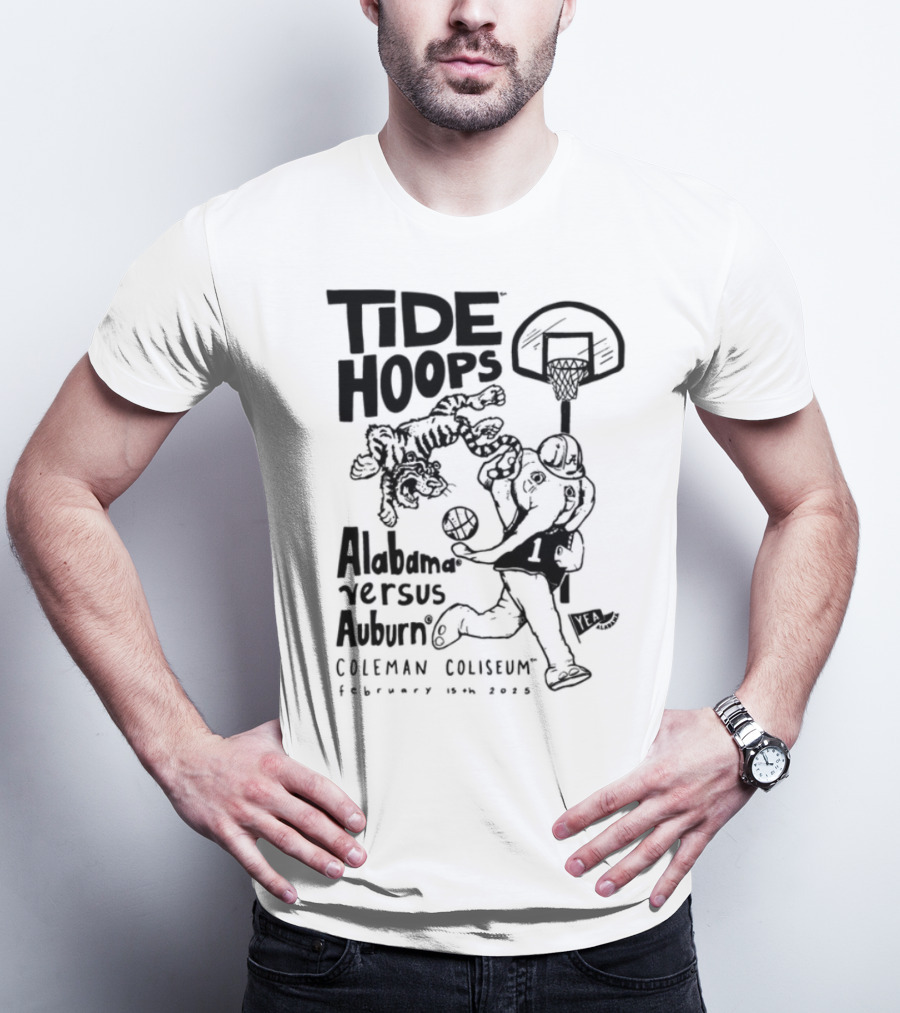 Tide Hoops Alabama Versus Auburn Basketball Showdown Crimson Night T-Shirt