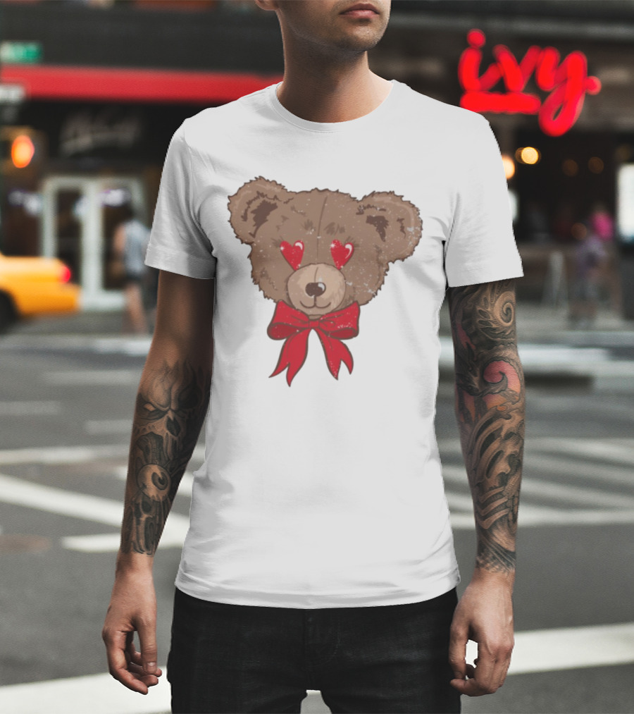 I Love You Beary Much Heart Eyes Teddy Bear Red Bow T-Shirt