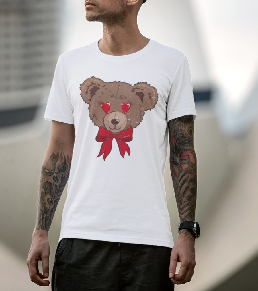 I Love You Beary Much Heart Eyes Teddy Bear Red Bow T-Shirt