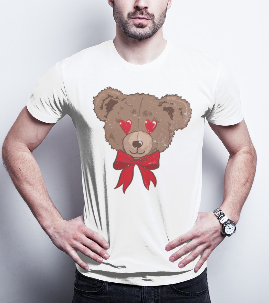 I Love You Beary Much Heart Eyes Teddy Bear Red Bow T-Shirt