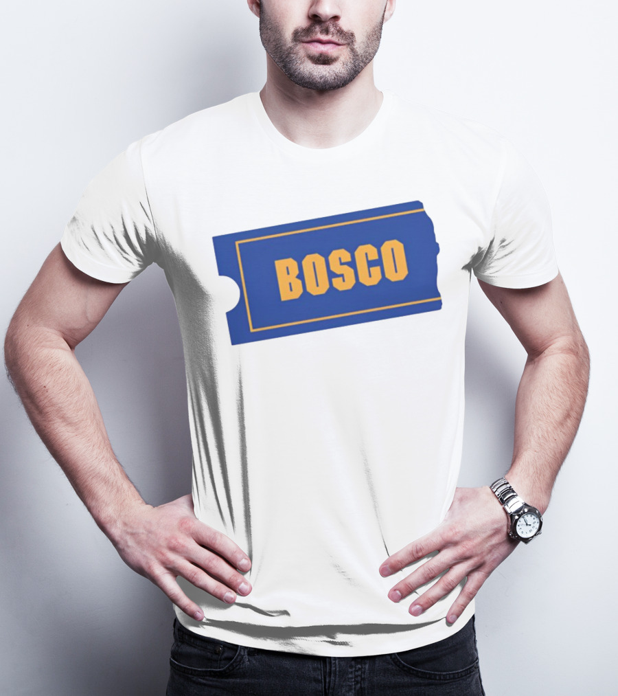 Bosco Blue Ticket Style Bold Text Design T-Shirt