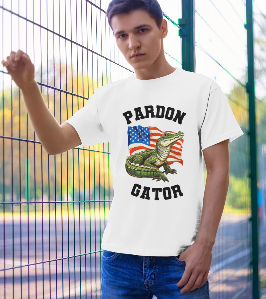 Patriotic American Flag Alligator Pardon Gator T-Shirt