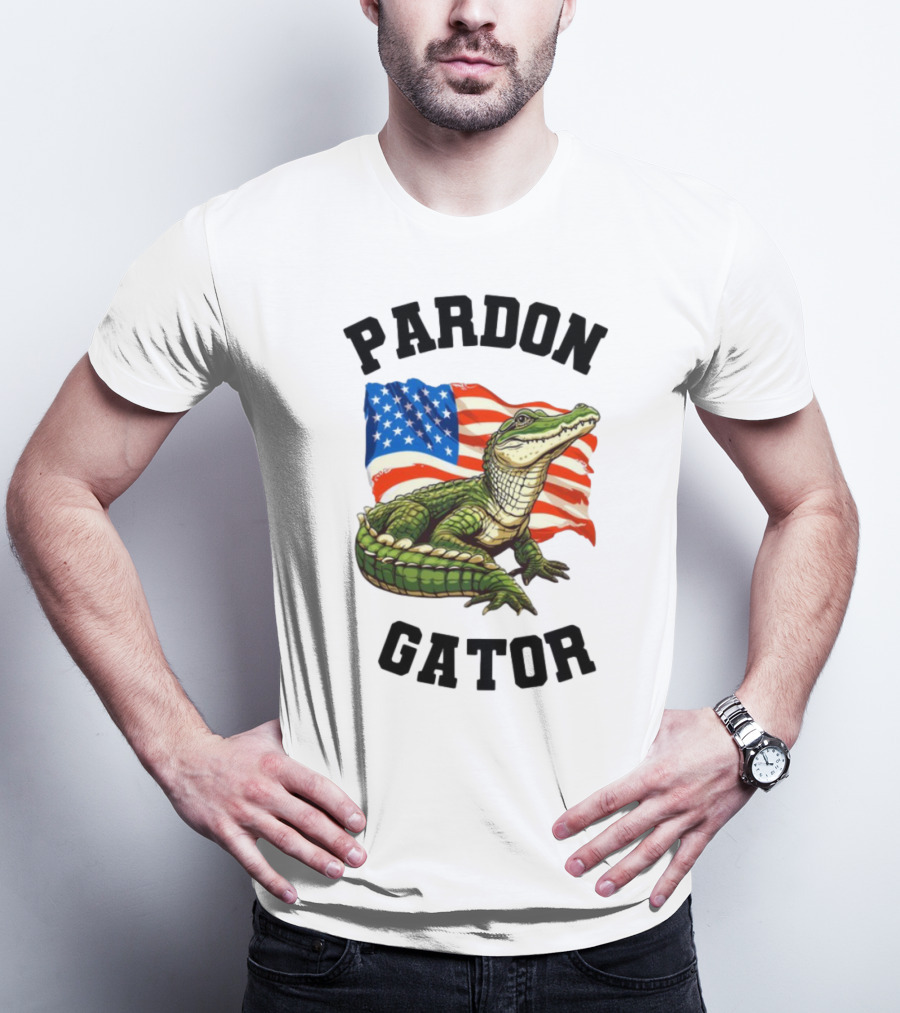 Patriotic American Flag Alligator Pardon Gator T-Shirt