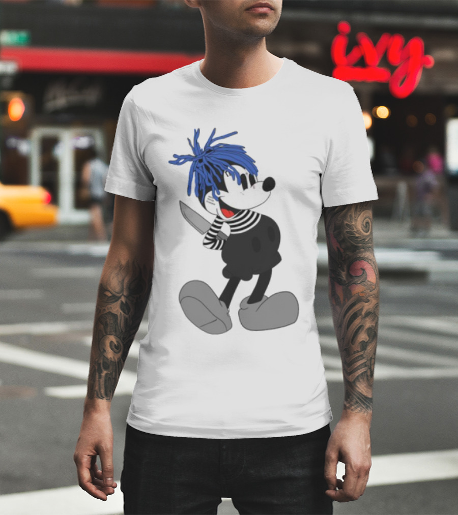 Revenge X Sad Mickey Mouse Knife Emotive Punk Mashup T-Shirt