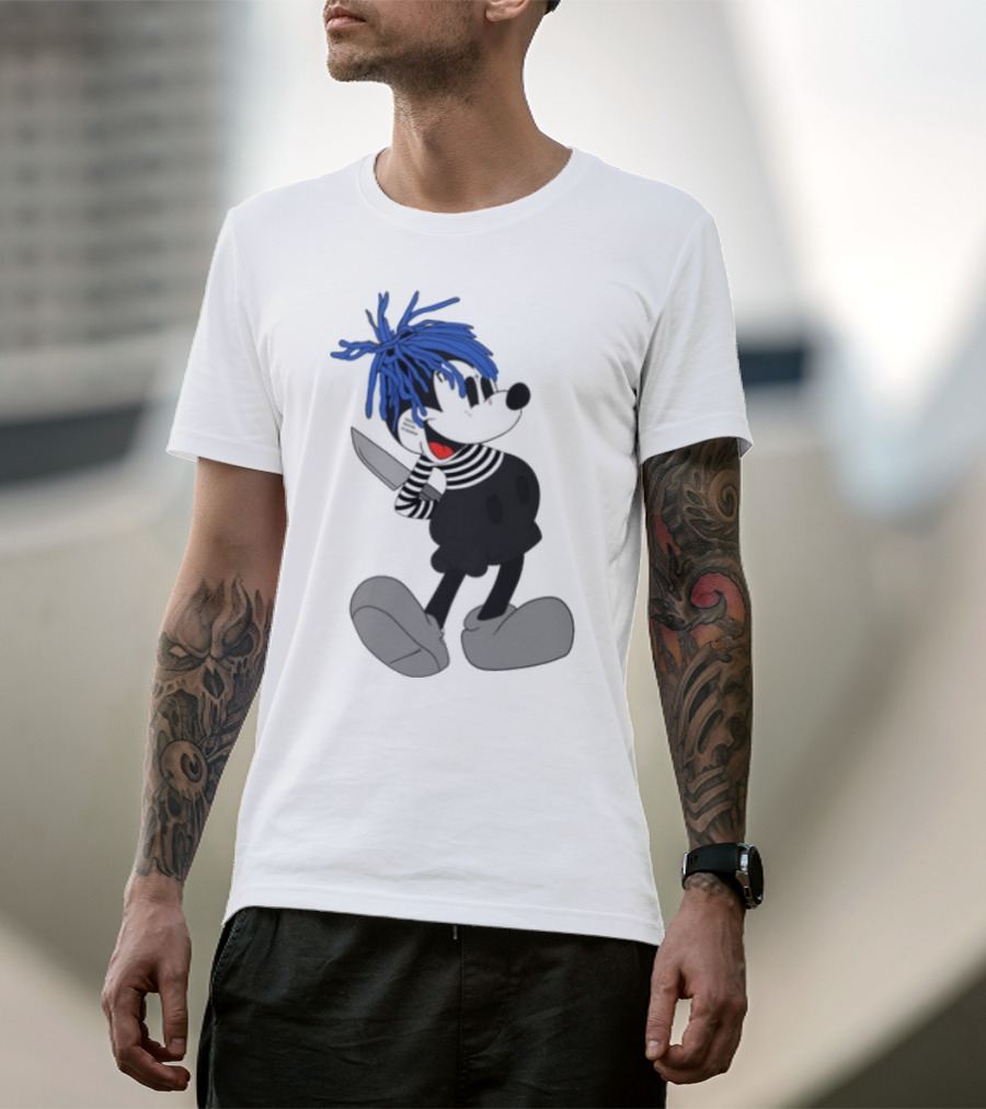 Revenge X Sad Mickey Mouse Knife Emotive Punk Mashup T-Shirt