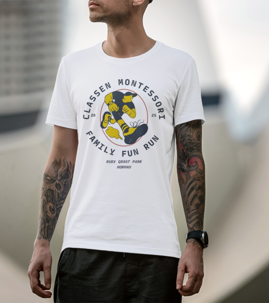Classen Montessori Family Fun Run 2025 Runnin' Rabbit Ruck Grant Park Norman T-Shirt