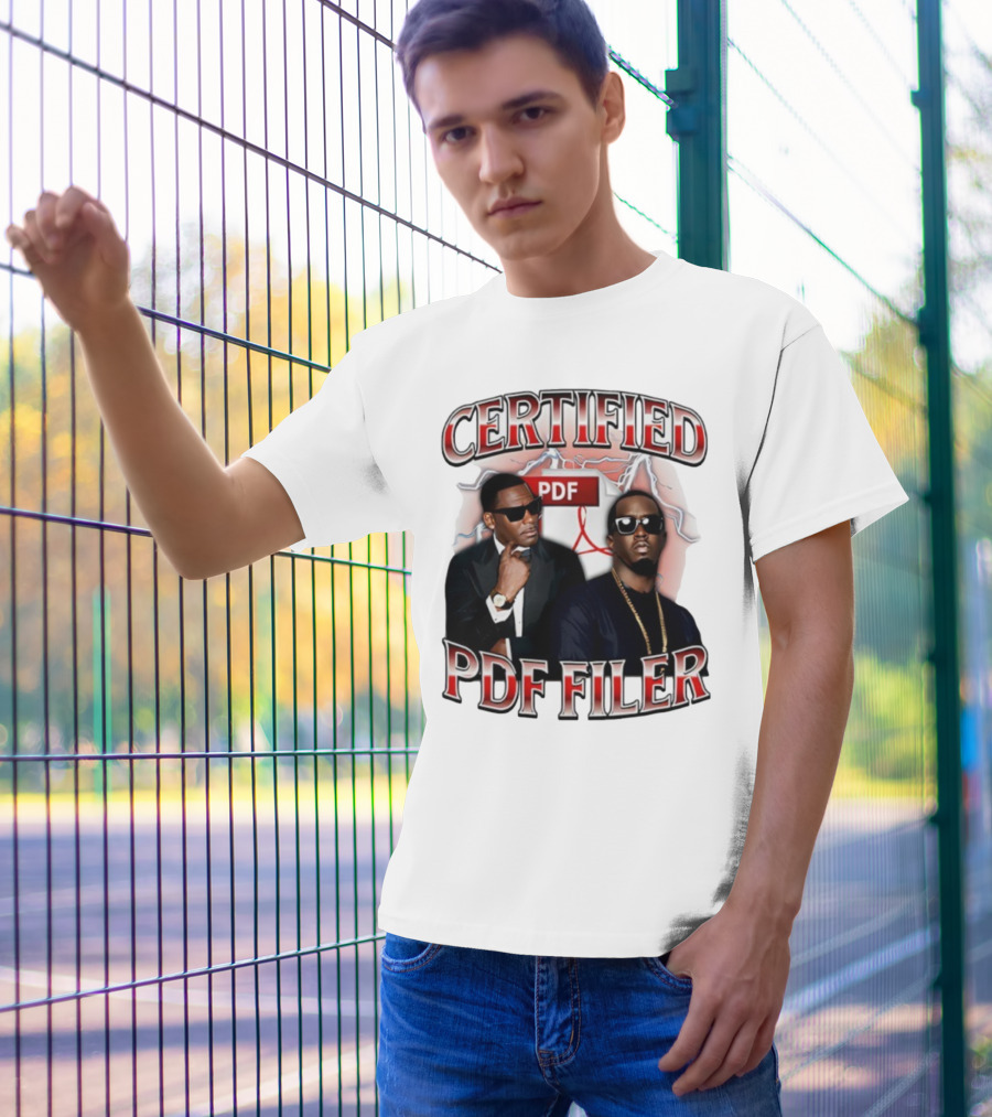 Certified PDF Filer Celebrity Parody With Suits And Sunglasses T-Shirt