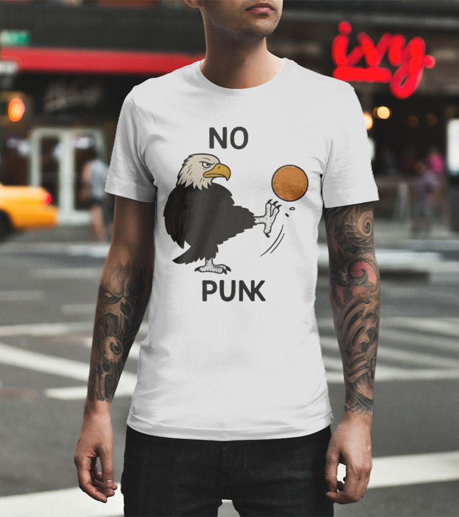 Bald Eagle Kicking Orange Ball No Punk T-Shirt
