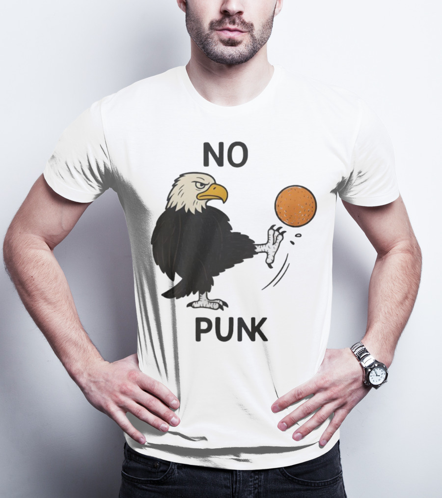 Bald Eagle Kicking Orange Ball No Punk T-Shirt