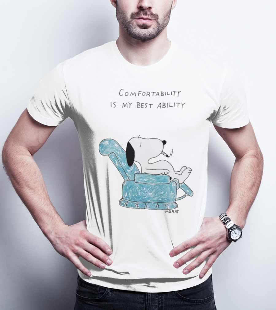 Snoopy Comfortability Is My Best Ability Relaxed Snoopy In Blue Chair T-Shirt