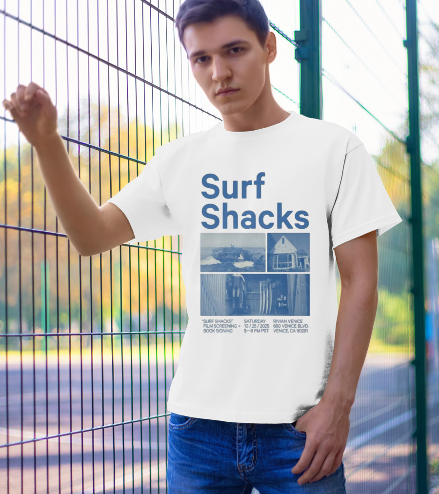 Surf Shacks Oct 25 2025 Venice CA Beach Surfboards Coastal Homes T-Shirt