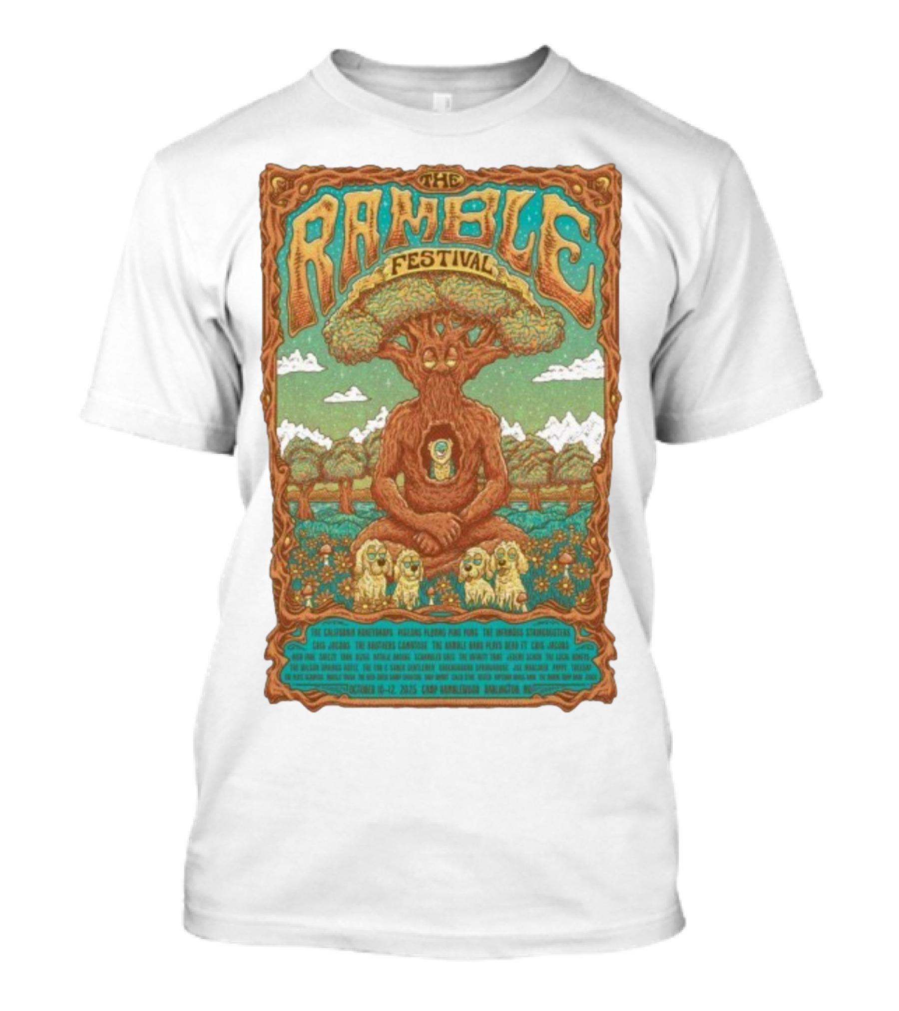 The Ramble Festival 2025 Camp Ramblewood October 10-12 Tree Creature And Owls T-Shirt