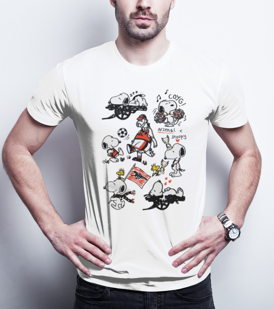 Arsenal Snoopy Football Soccer Icon Collaboration T-Shirt