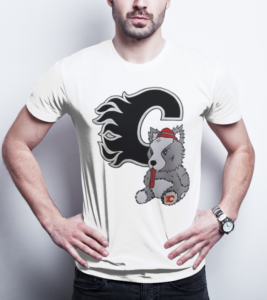 Calgary Flames Harvey The Hound With C Flame Logo T-Shirt
