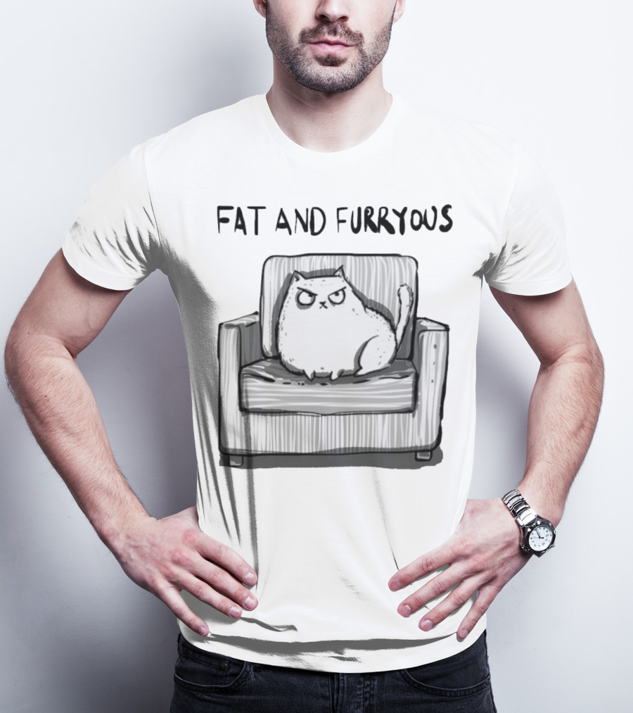 Fat And Furrous Cat On Chair T-Shirt