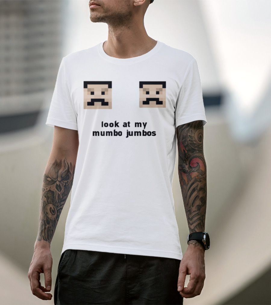 Minecraft Pixel Art Mustache Faces Look At My Mumbo Jumbos T-Shirt