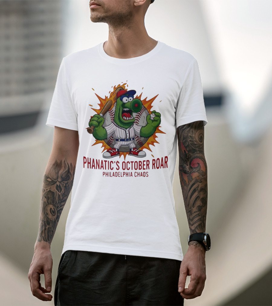 Philadelphia Phillies Baseball Phanatic's October Roar Philadelphia Chaos Mascot T-Shirt