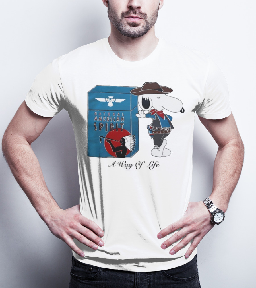 Snoopy Natural American Spirit A Way Of Life Cowboy Blue T-Shirt